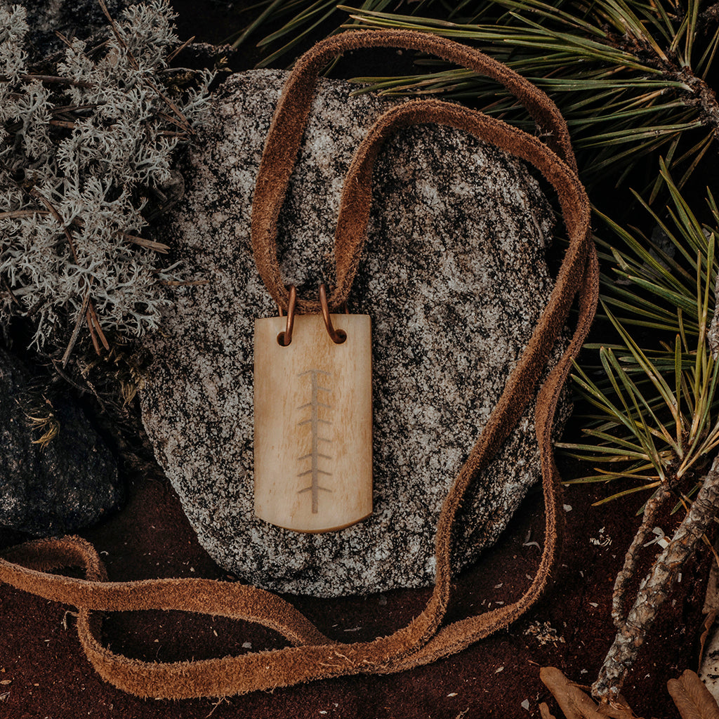 Stacked Tiwaz Amulet, Bone – Grimfrost Intl